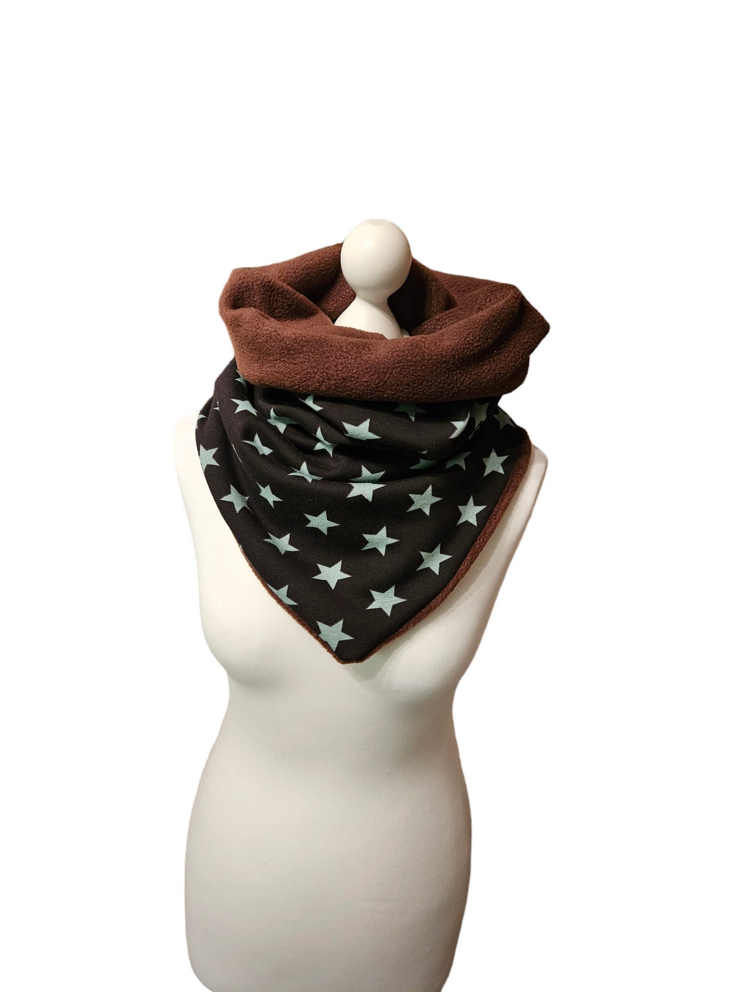 Slip-on Scarf for Adults Scarf Alpine Fleece Mint Stars Brown - Etsy