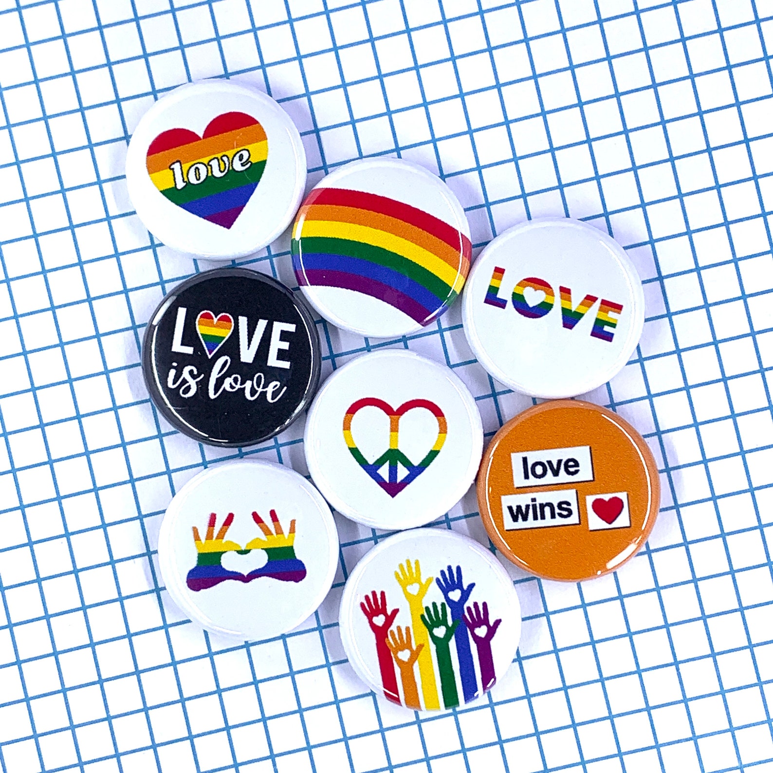 MORE PRIDE BUTTONS Set of 8 Lgbtq Flair Pin Badge Magnet - Etsy