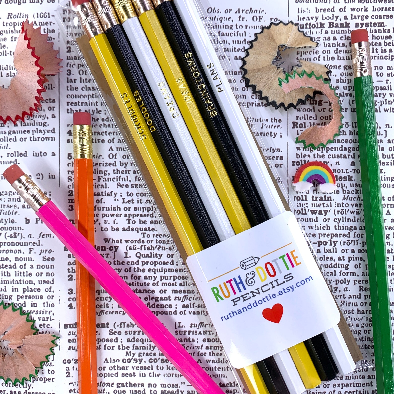 COLORFUL LIFE PENCILS Set of 6 Quotes Gift Stationery Desk - Etsy