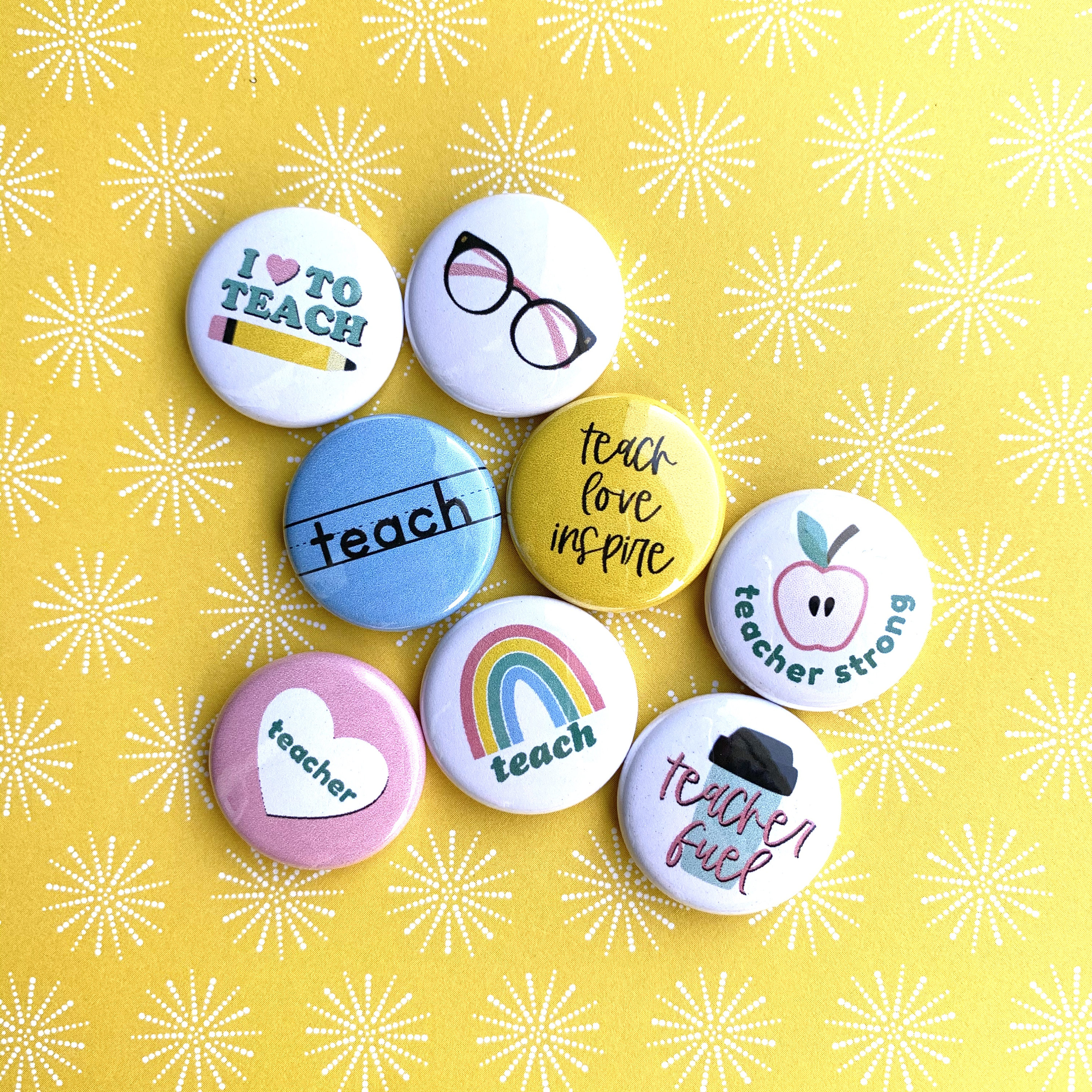 TEACHER BUTTONS set of 8 flair pin badge magnet lanyard | Etsy