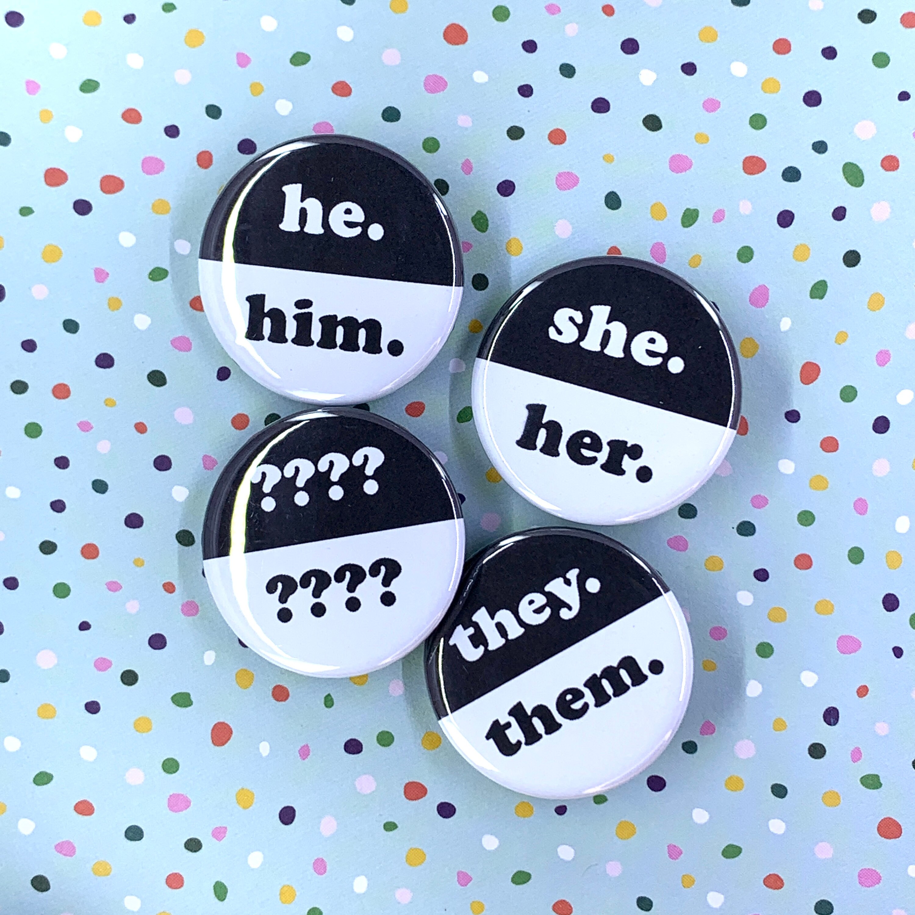 PRONOUN PINS set of 2 flair pin badge he she they custom | Etsy