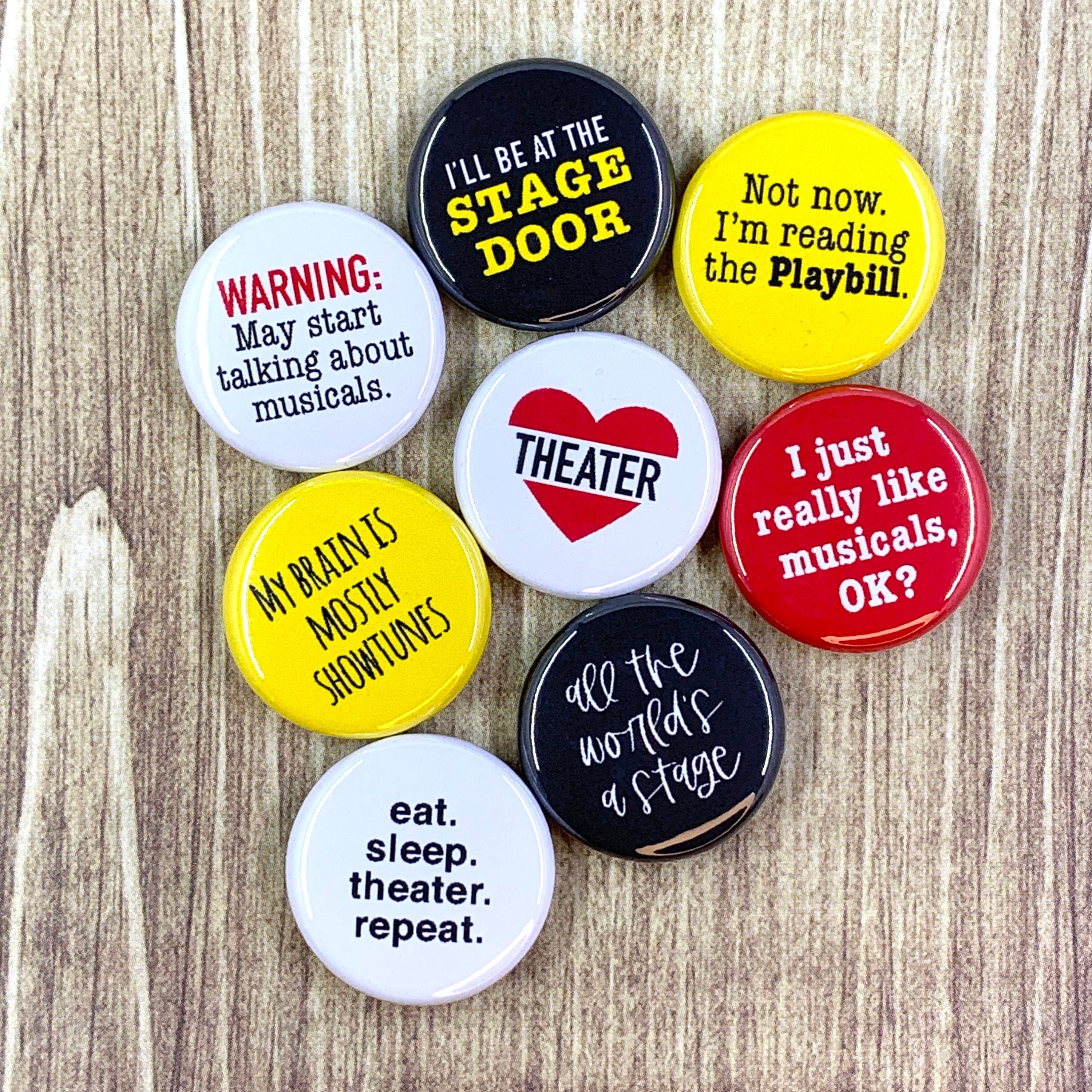 MUSICAL THEATER BUTTONS Set of 8 Flair Pin Magnets Cast Gift - Etsy