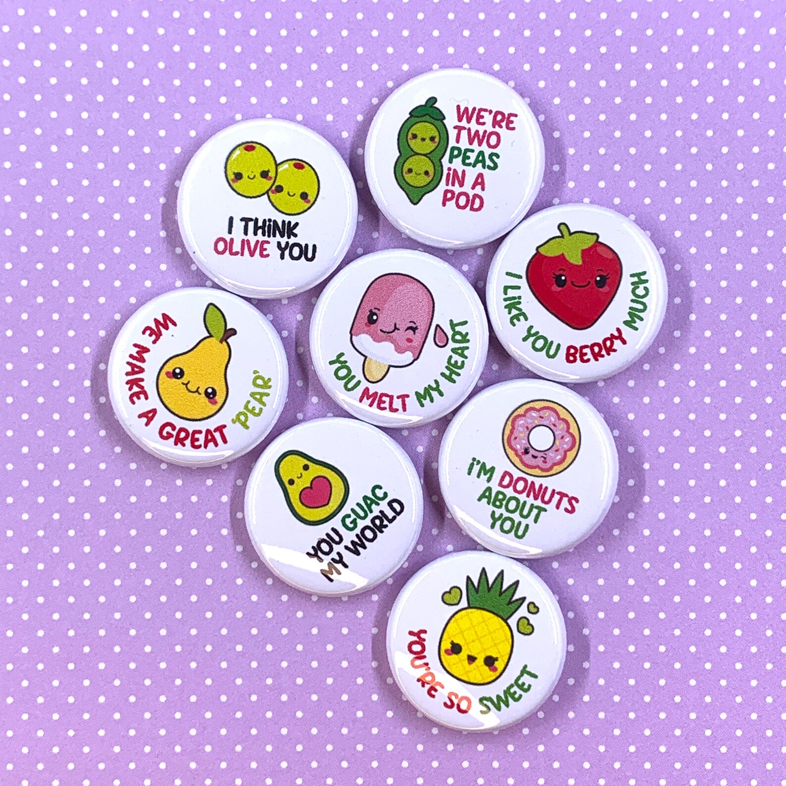 KAWAII CUTE VALENTINE Flair Buttons Set of 8 Pin Badge Kids | Etsy