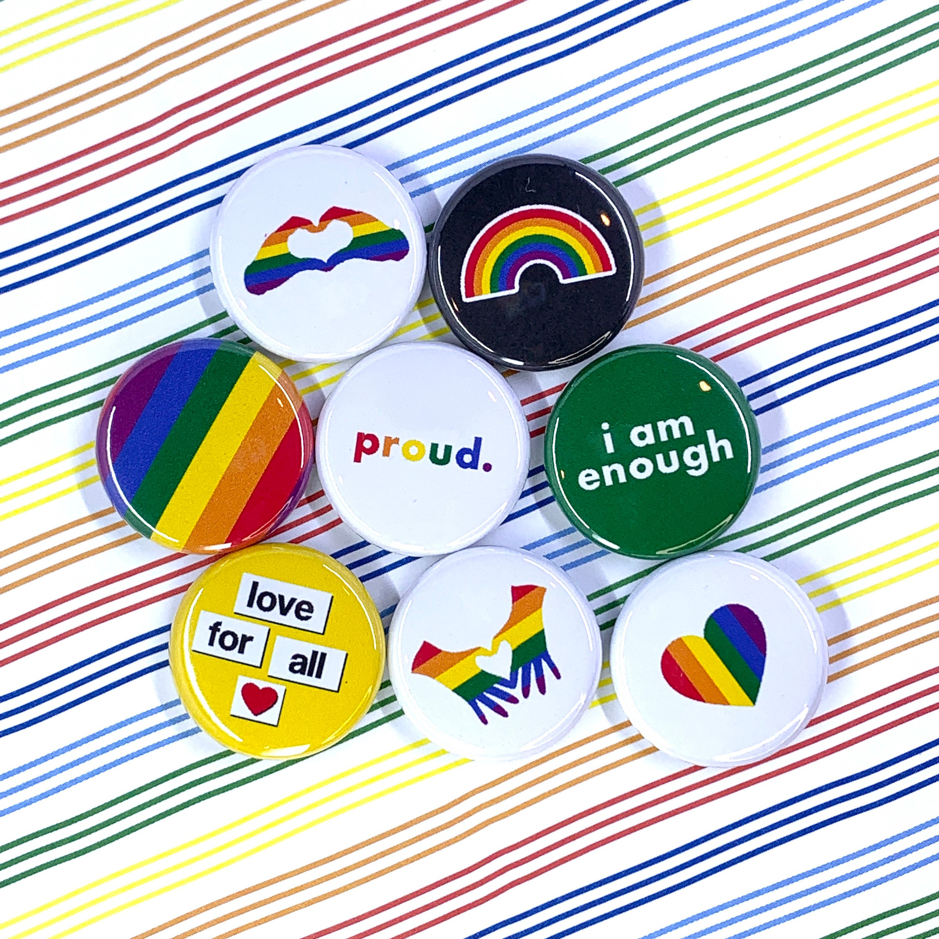 PRIDE BUTTONS Set of 8 Lgbtq Flair Pin Badge Magnet Kindness - Etsy