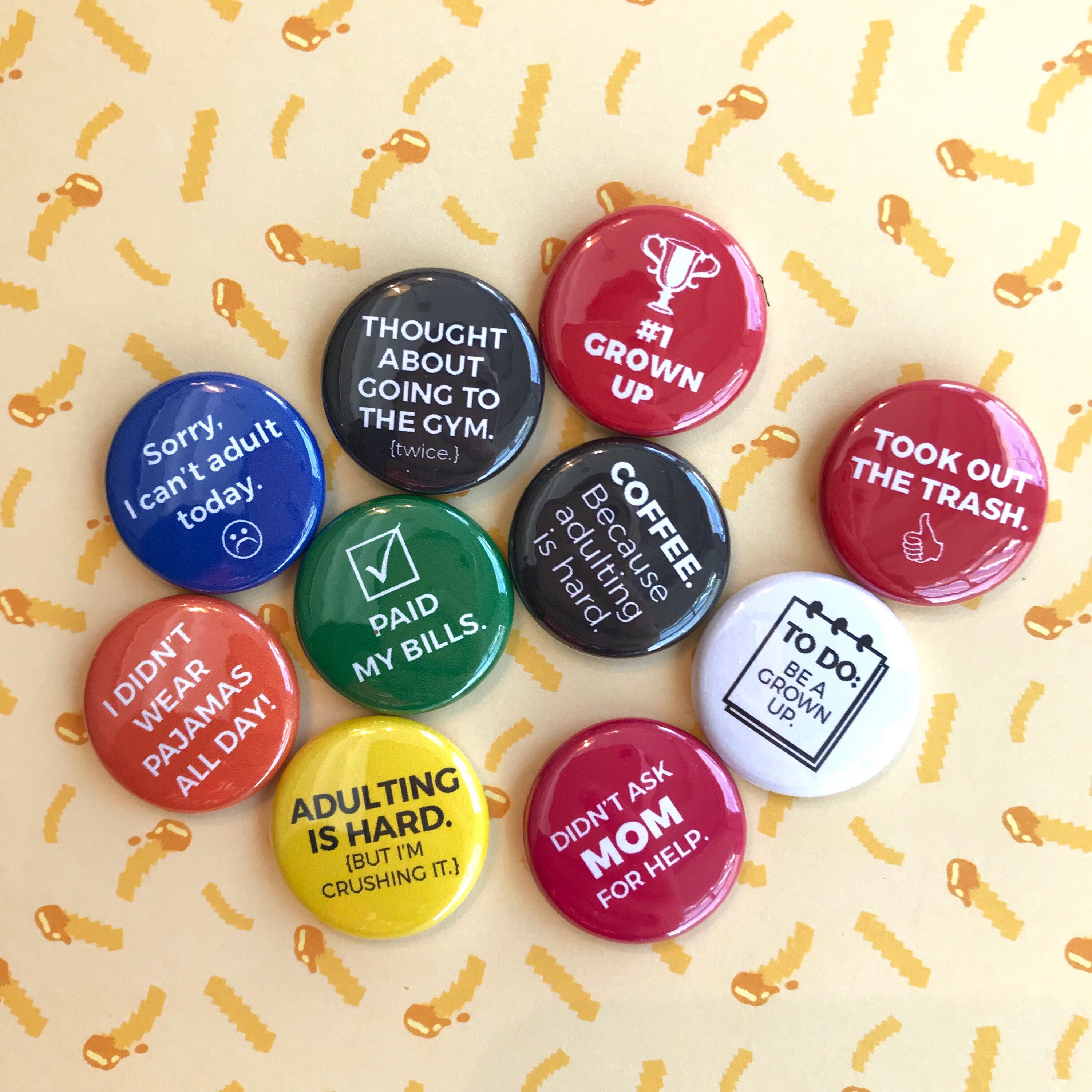 ADULTING FLAIR BUTTONS Set of 10 Pin Badge Crafting Planner | Etsy