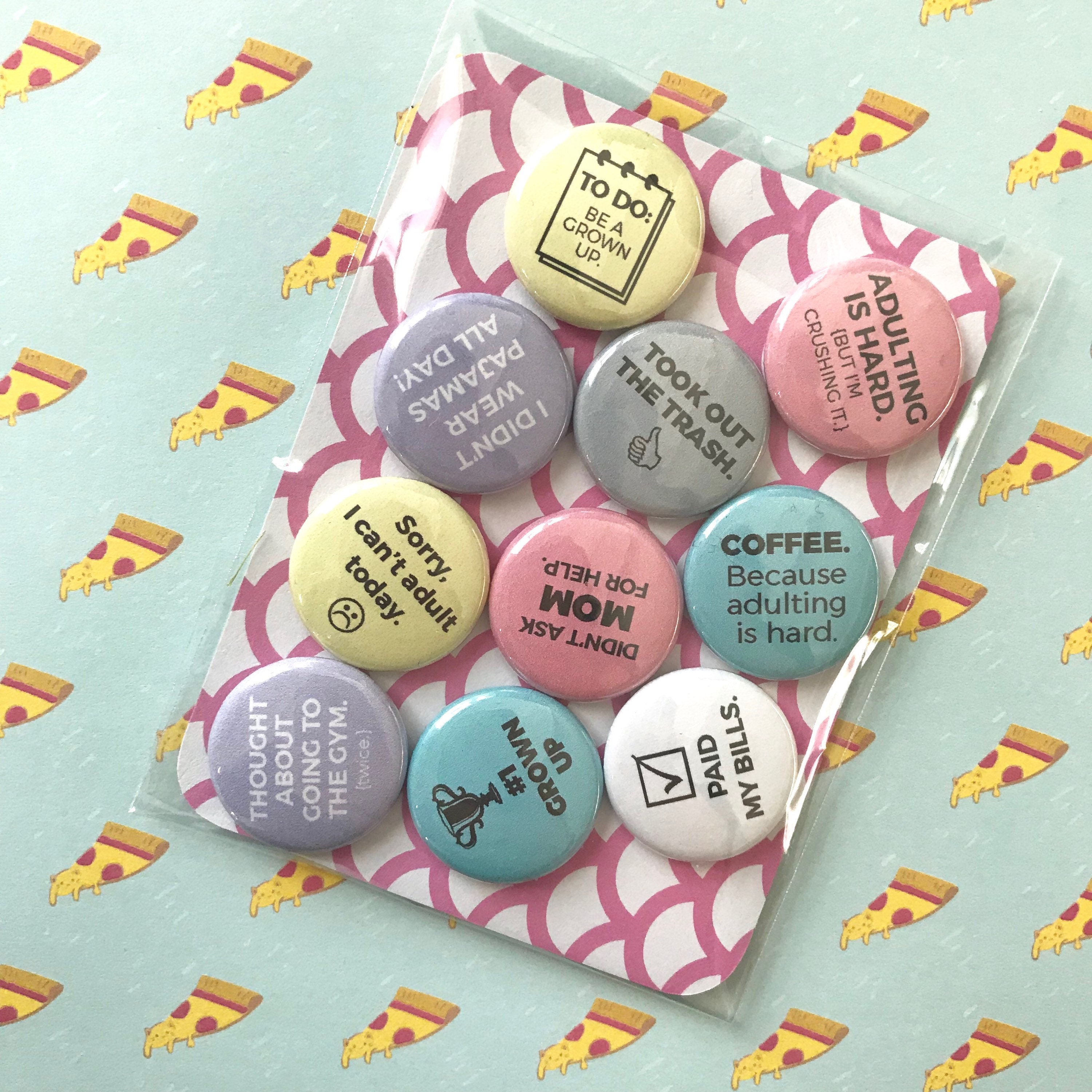 ADULTING FLAIR BUTTONS Set of 10 Pin Badge Crafting Planner | Etsy