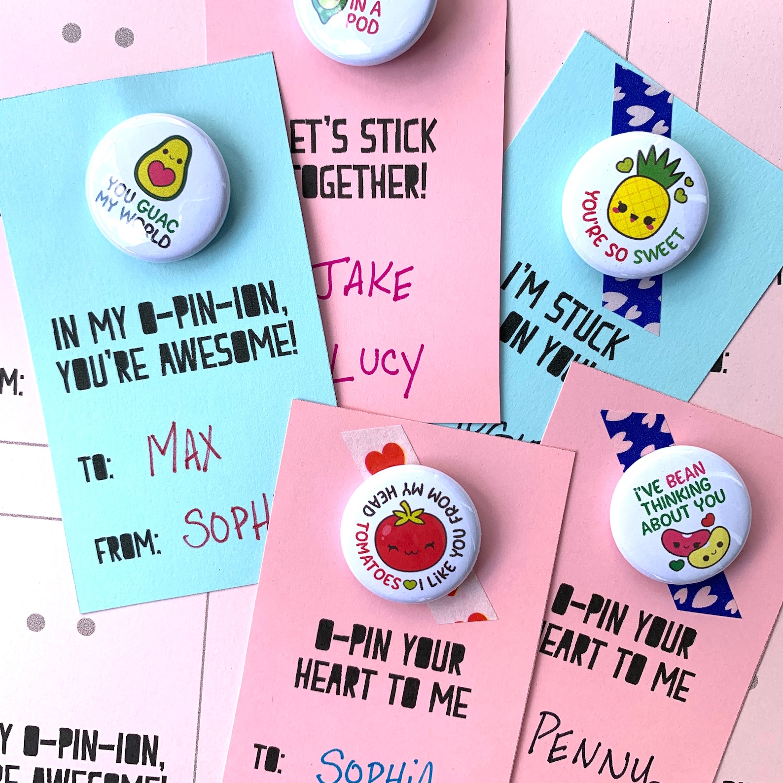 KAWAII CUTE VALENTINE Flair Buttons Set of 8 Pin Badge Kids - Etsy