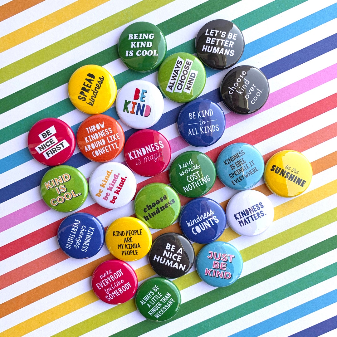 SUPER KINDNESS BUTTONS Set of 24 Be Kind Flair Pin Badge Magnet Kids ...