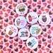 BESTIE CONVERSATION HEARTS Buttons Set of 8 Pin Badge Magnet Valentine ...
