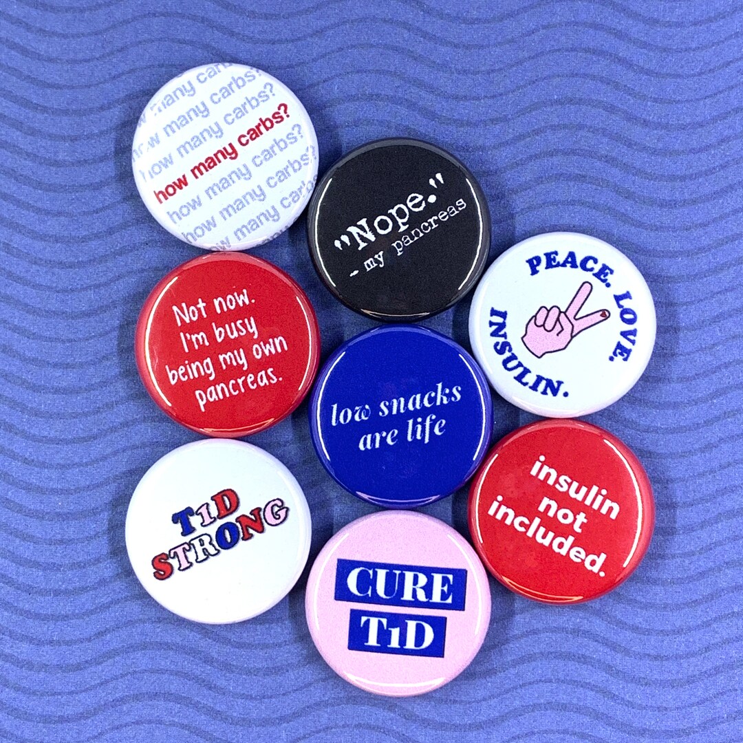 MORE TYPE 1 DIABETES Buttons Set of 8 T1D Flair Pin Badge - Etsy