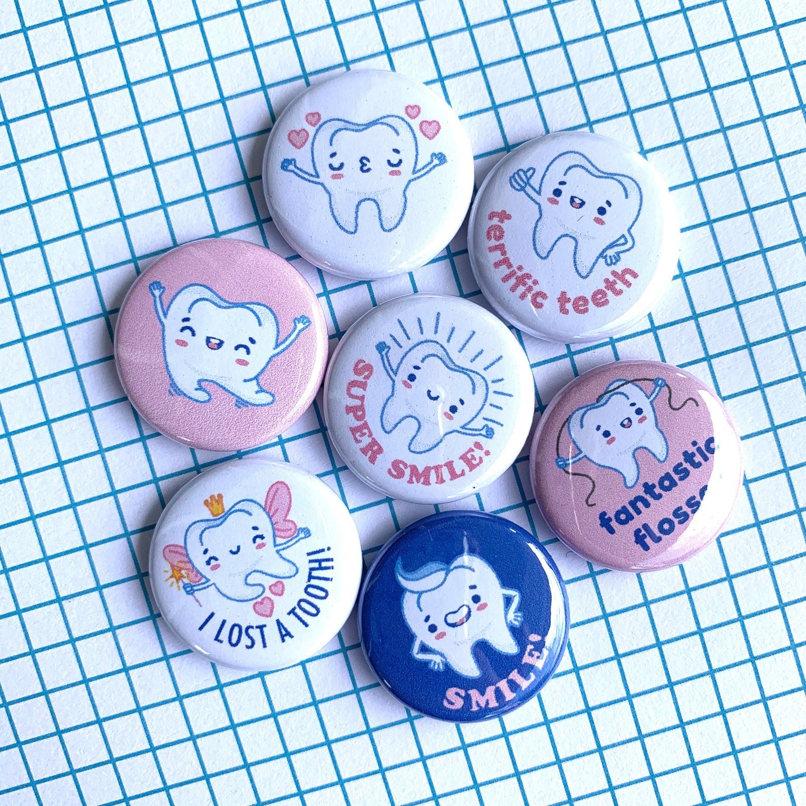 TOOTH FAIRY/DENTIST Buttons Set of 8 Smile Floss Reward - Etsy