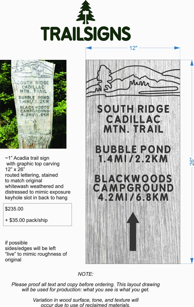 Acadia trail sign | Etsy