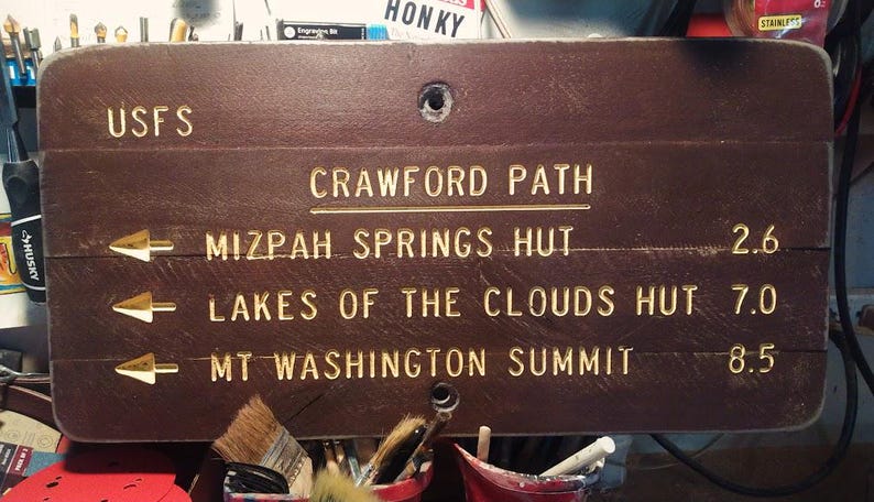 Crawford Path Trail Sign - White Mountain National Forest NH - Etsy