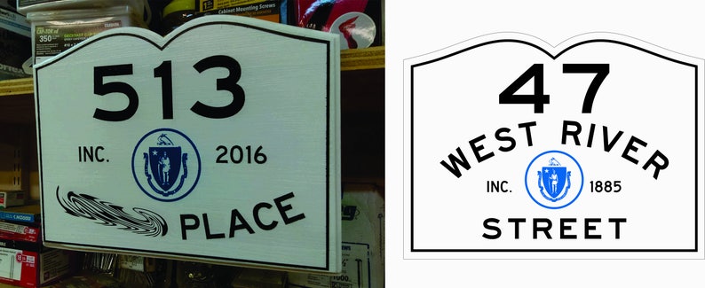 Massachusetts Town Sign Style Address Sign Customizable - Etsy