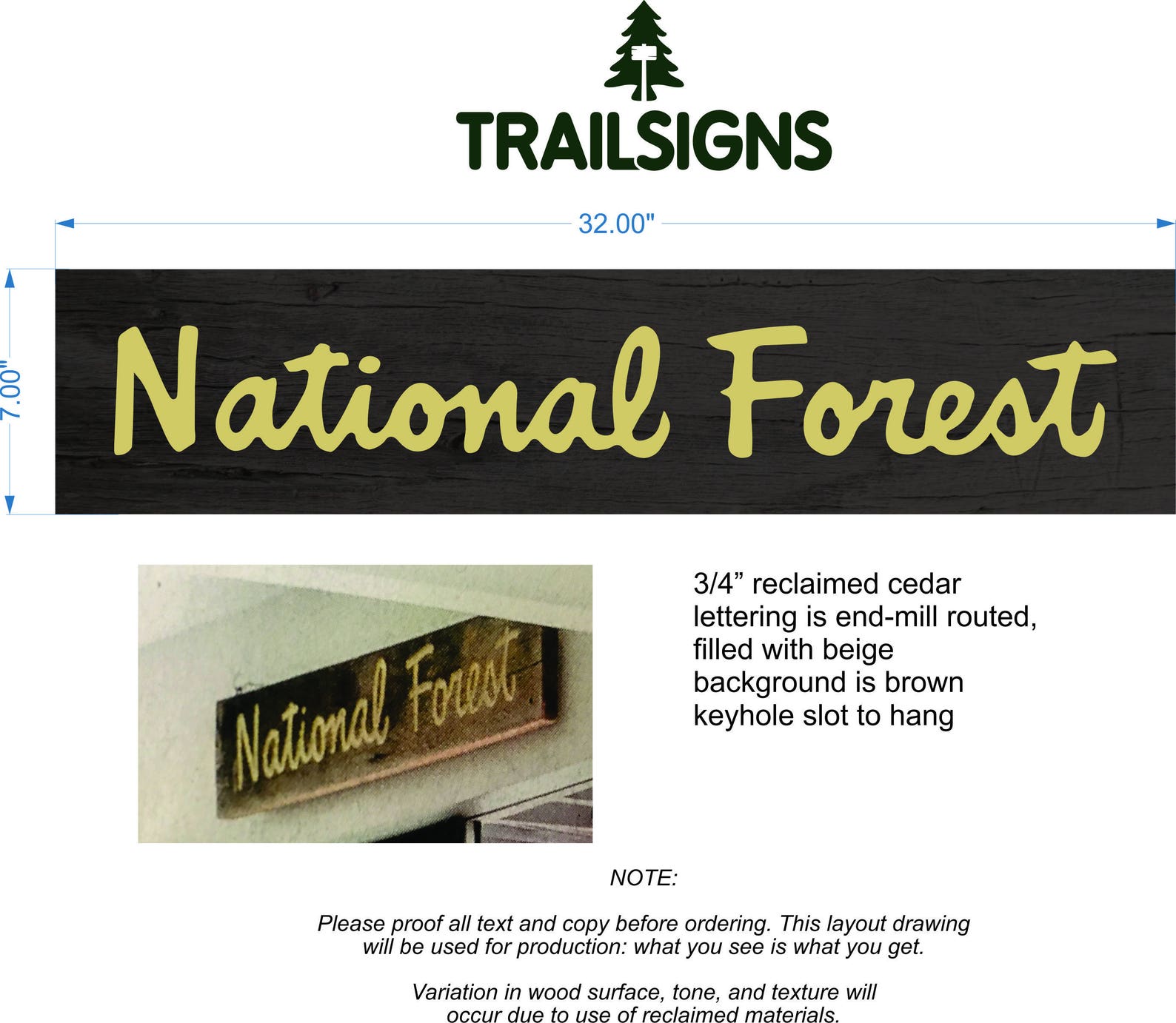 National Forest Script Header Trail Sign | Etsy