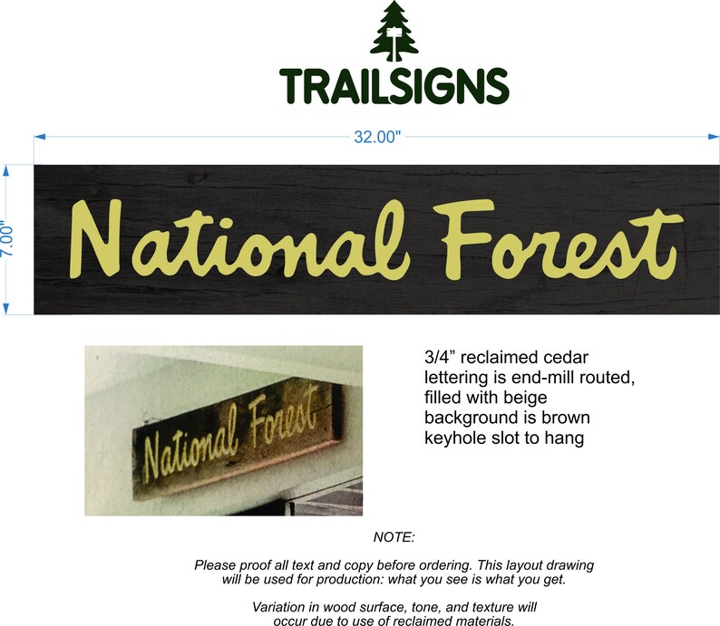 National Forest Script Header Trail Sign - Etsy