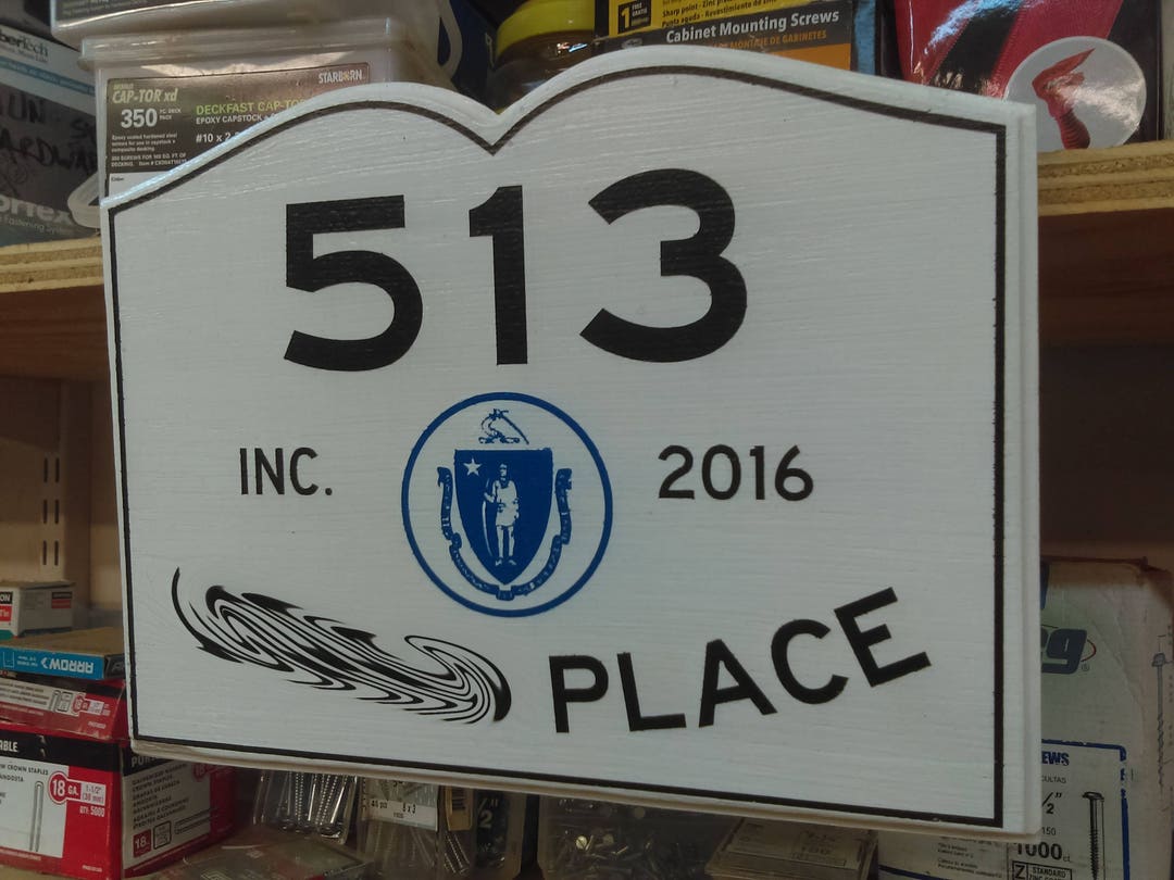 Massachusetts Town Sign Style Address Sign - Customizable - Etsy