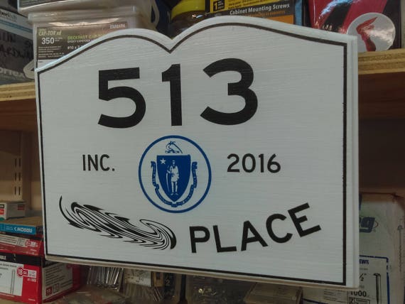 Massachusetts Town Sign Style Address Sign Customizable | Etsy