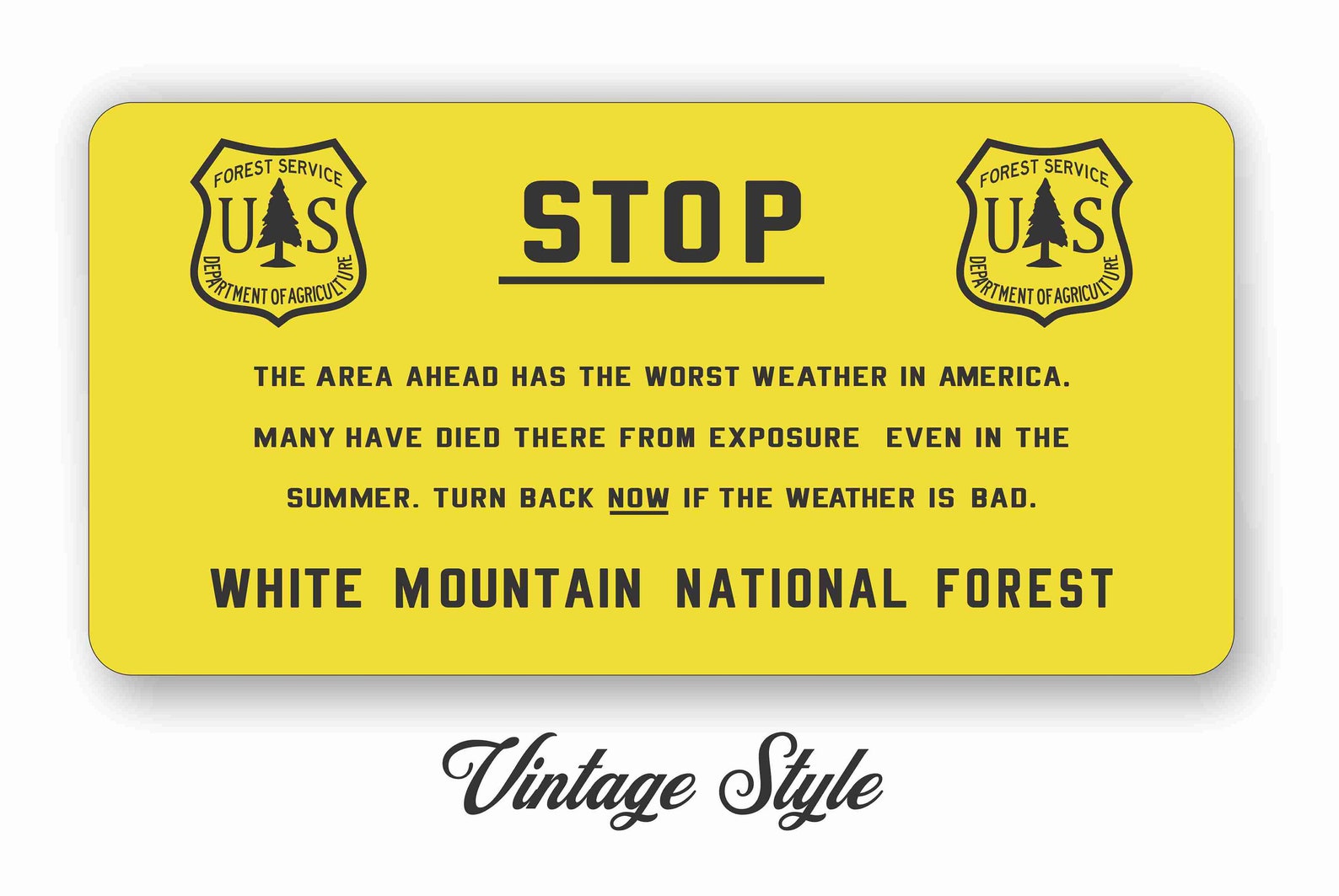 Mt Washington - White Mountains Warning Sign - "worst Weather in ...