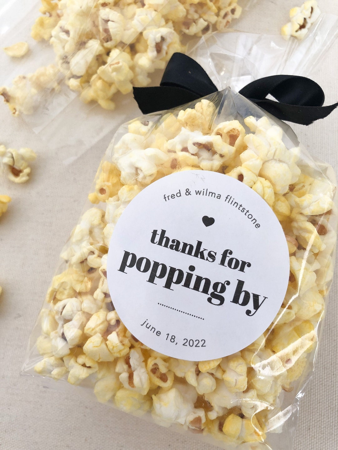 Thanks for Popping By, Personalized Popcorn Favor Stickers, Round Favor ...