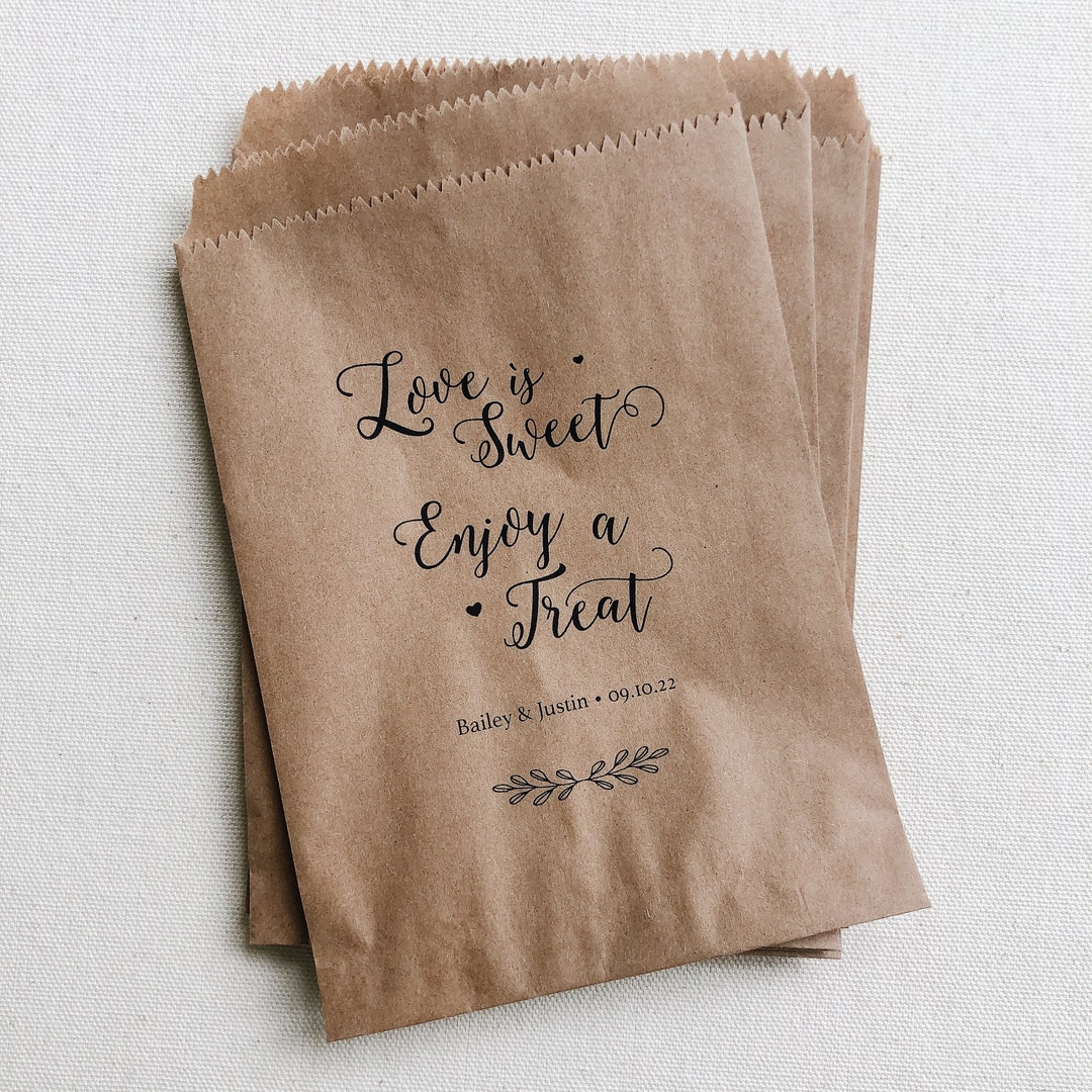 Personalized Candy Bags - Love is Sweet, Enjoy a Treat - Kraft Wedding ...