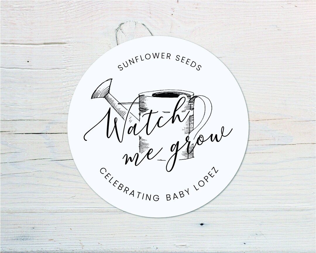 Personalized Baby Shower Seed Packet Stickers: Watch Me Grow, 2.5 Inch ...