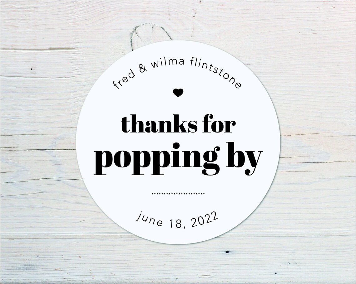 Thanks for Popping By, Personalized Popcorn Favor Stickers, Round Favor ...