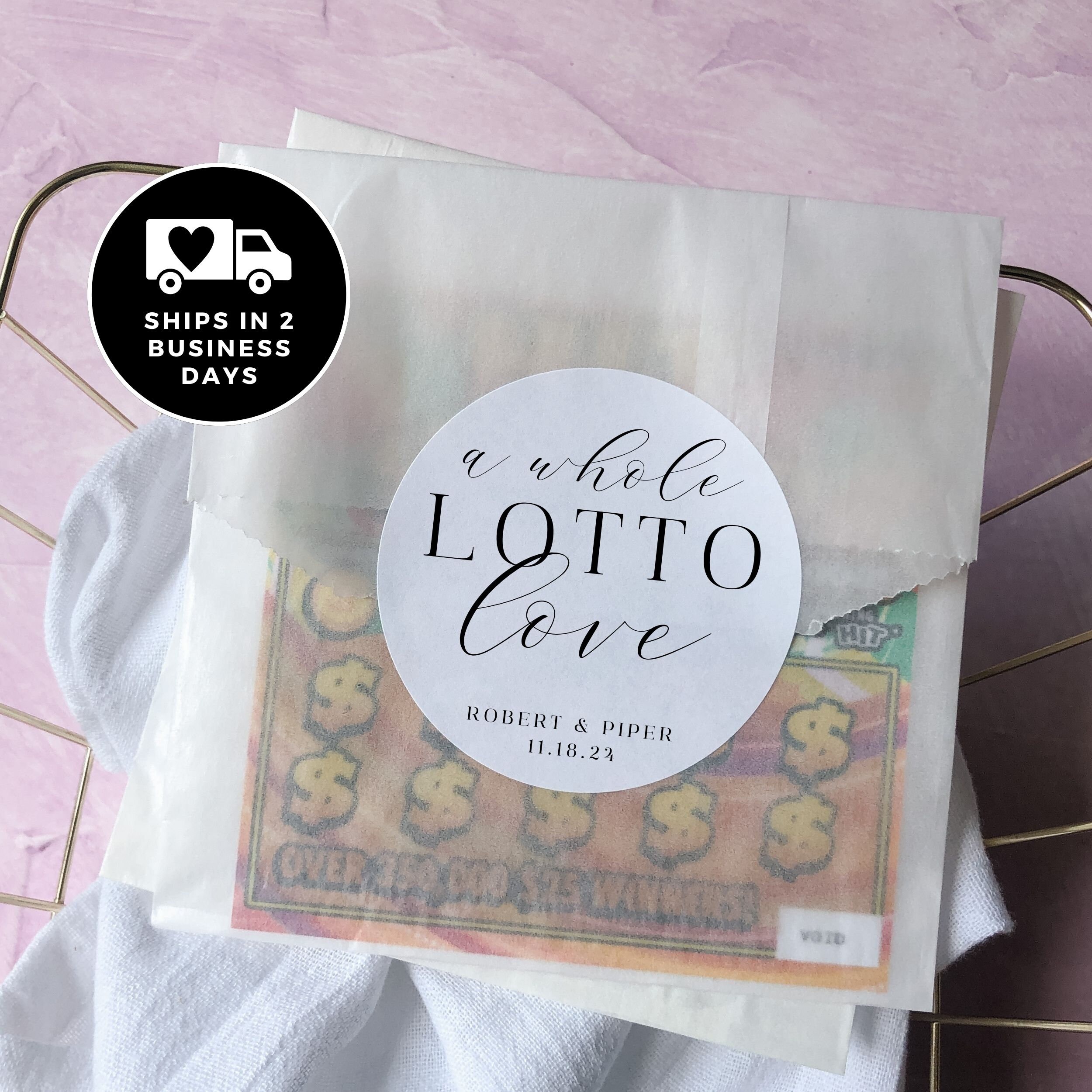 Wedding Lottery Ticket Favor Stickers: Personalized Lotto Love Labels ...