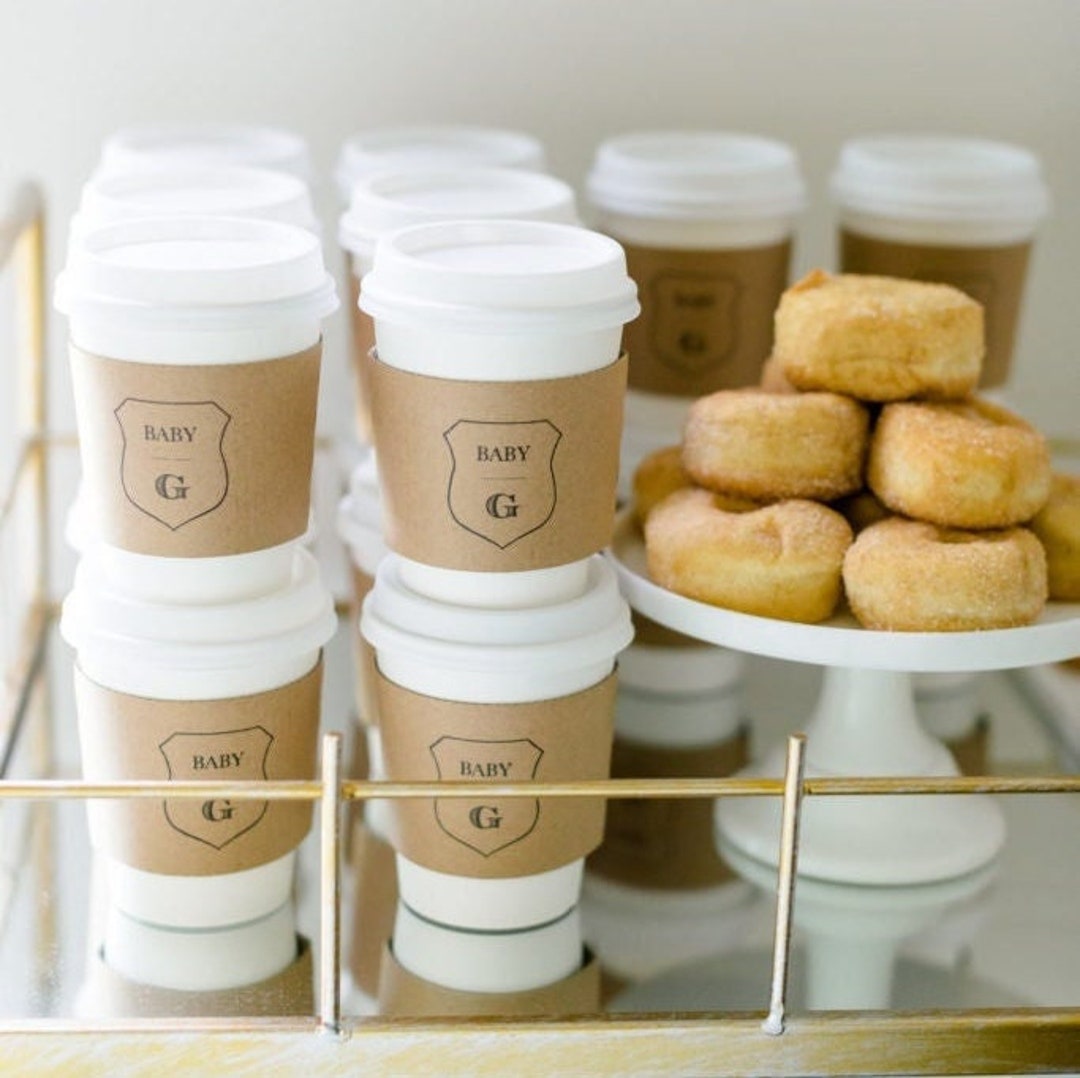 Personalized Baby Shower Coffee Cups, Disposable Cup Sleeves, Coffee ...