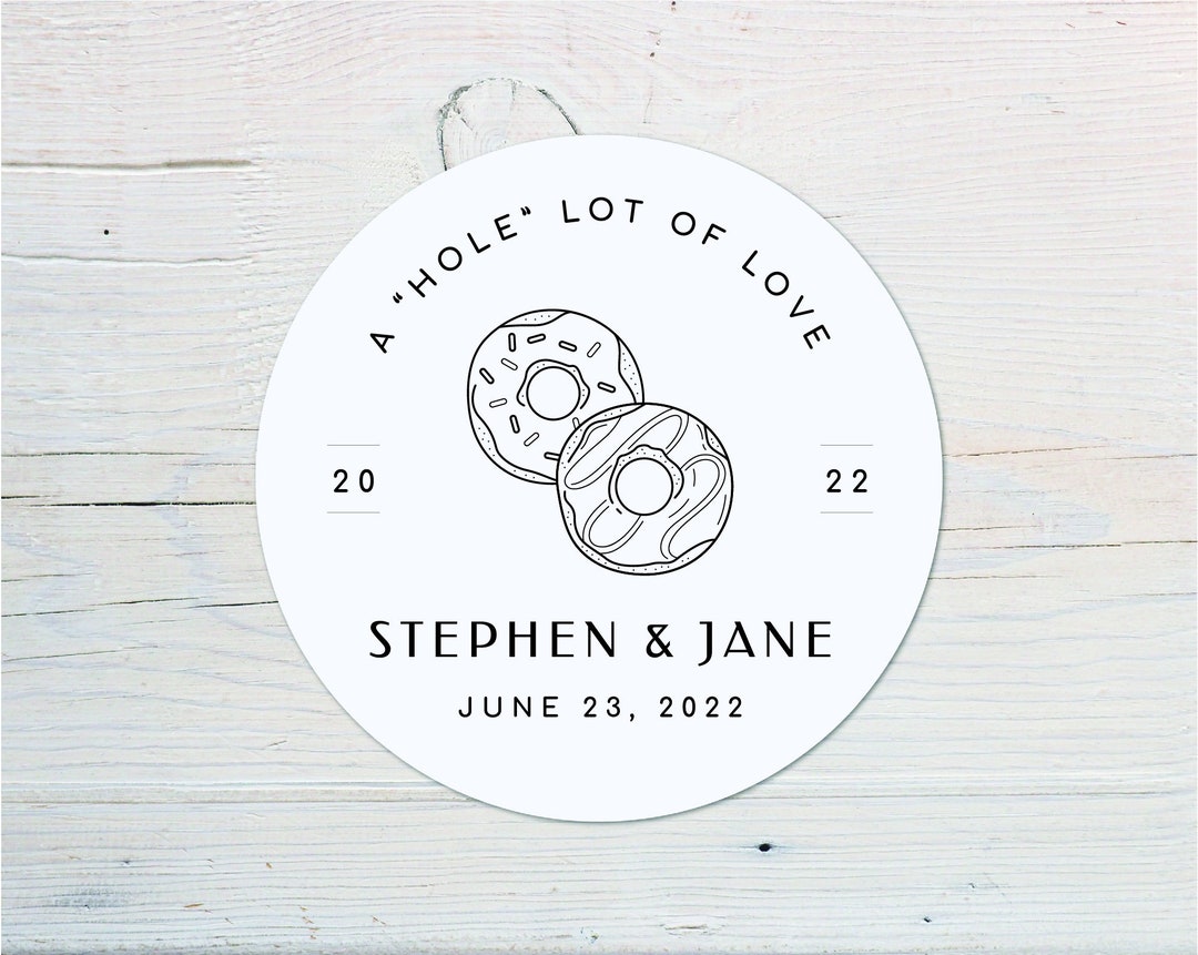 Donut Stickers Labels, A Hole Lot of Love, Round Favor 2.5 Inch Labels ...