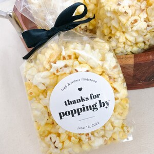 Thanks for Popping By, Personalized Popcorn Favor Stickers, Round Favor ...