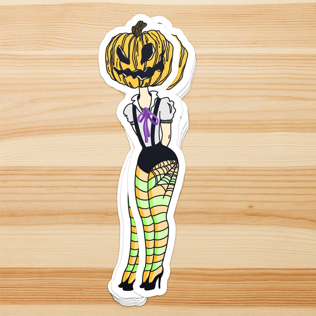 Pumpkin Pin up Vinyl Sticker - Etsy
