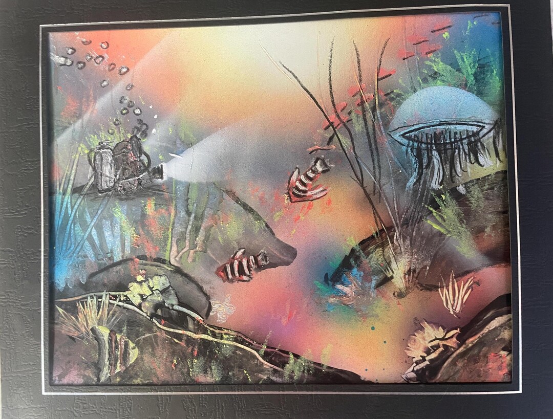 Spray Paint Art Scuba Diver Underwater 10 X 8.5 Inches - Etsy