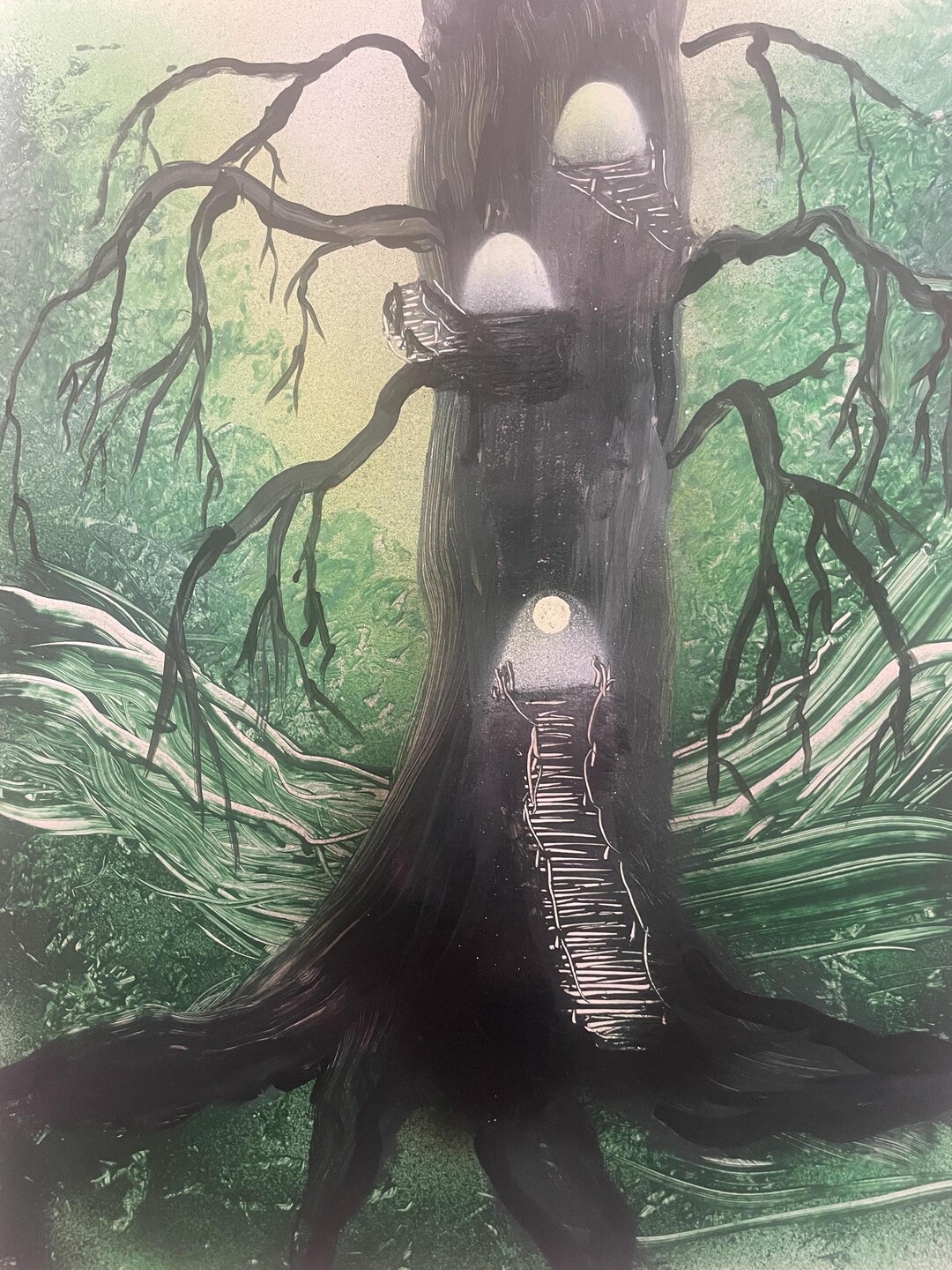 Spray Paint Art Hobbit Tree 12 X 10 Inches Tree House - Etsy