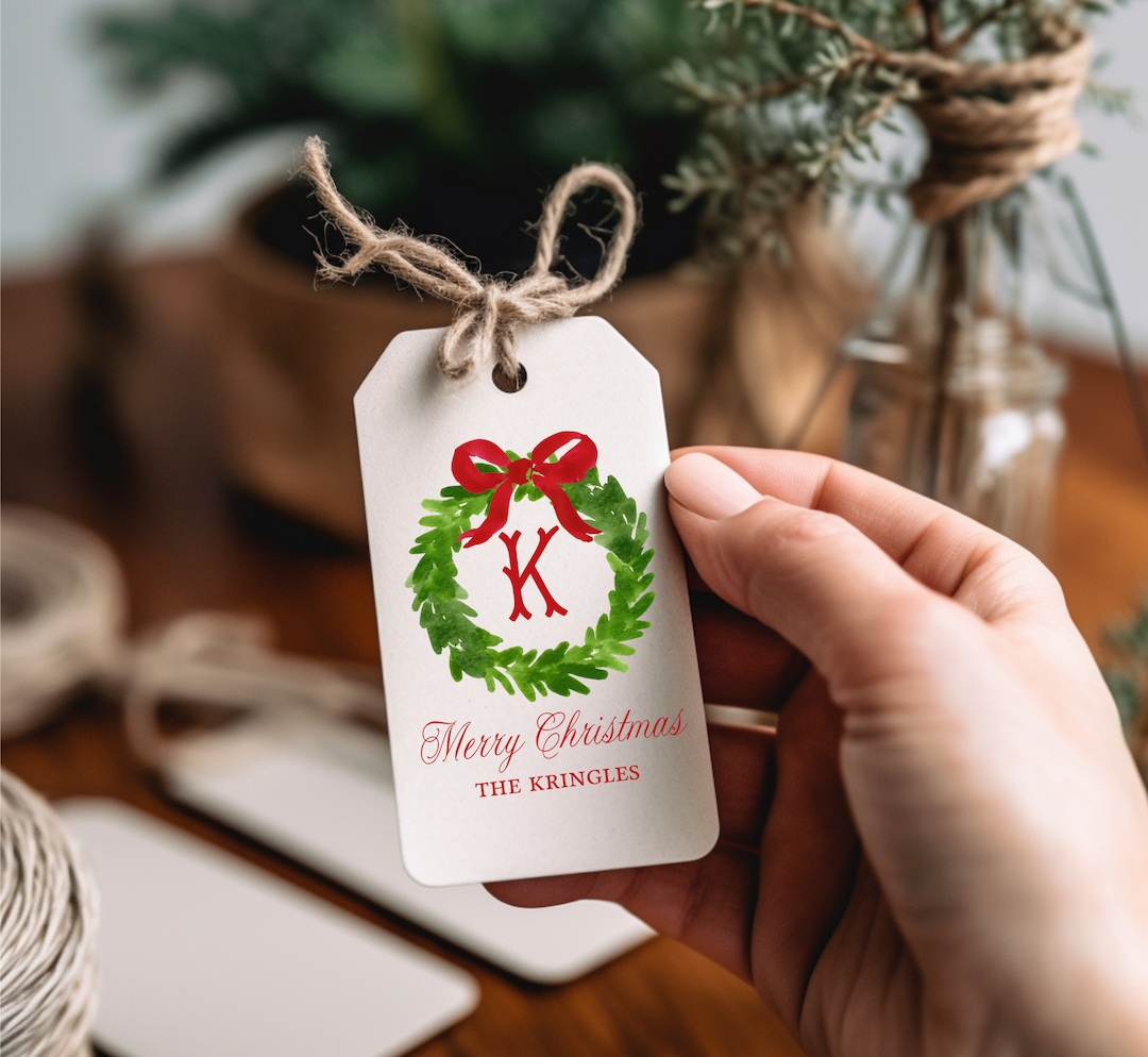 Custom Christmas Gift Tags, Set of 24 Tags, Personalized Christmas Tags ...