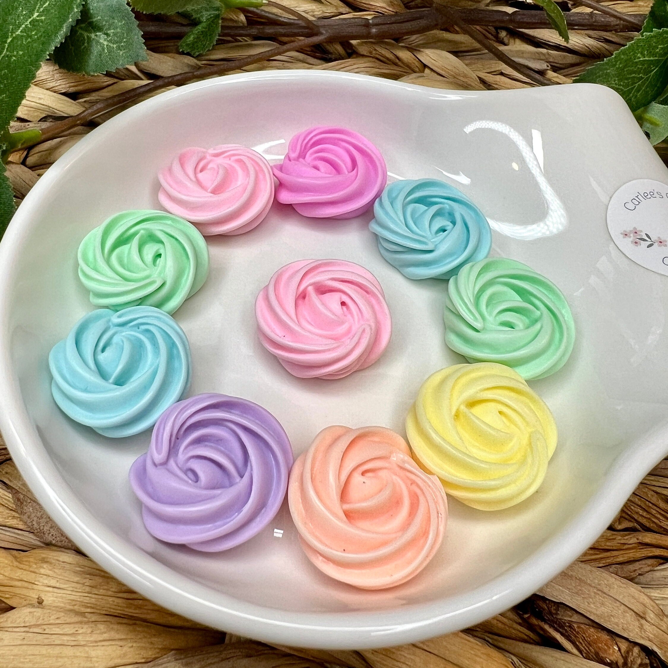 Fake Swirl Rosette Cabochons, Fake Rosette Embellishment, Set of 6 ...