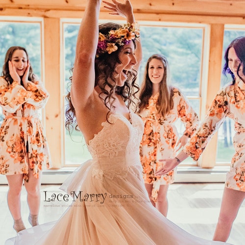 Rose Gold Beach Wedding Dress With Sweetheart Neckline and | Etsy Australia