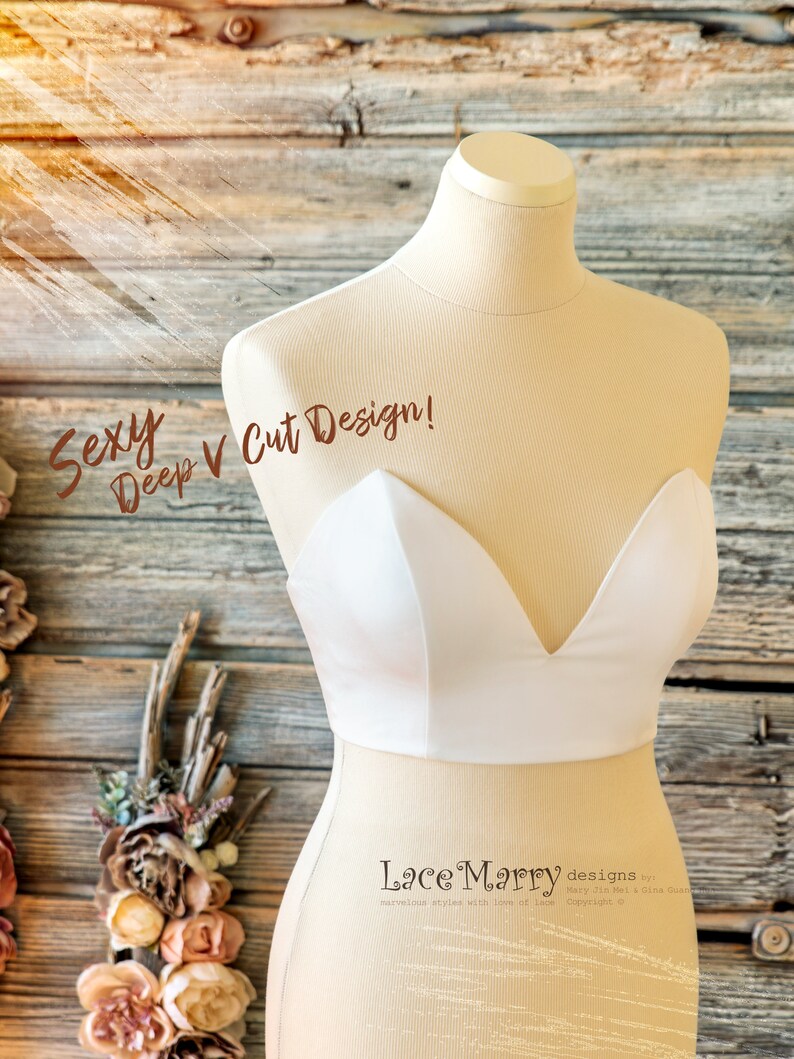 Low Back Bridal Bustier With Removable Straps and Adjustable | Etsy