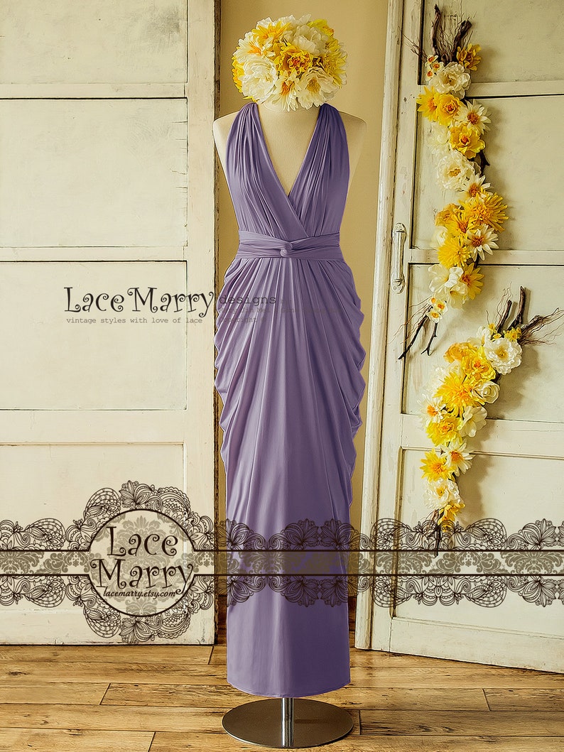 Purple Infinity Bridesmaid Dress With Long Straps and Folded - Etsy