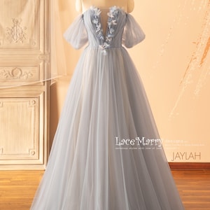 JAYLAH / off Shoulder Wedding Dress in Blue Color, Colored Wedding ...