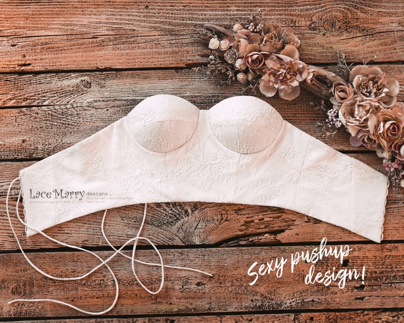 Pushup Style Bridal Lace Bustier Bridal Bustier With Fitted | Etsy