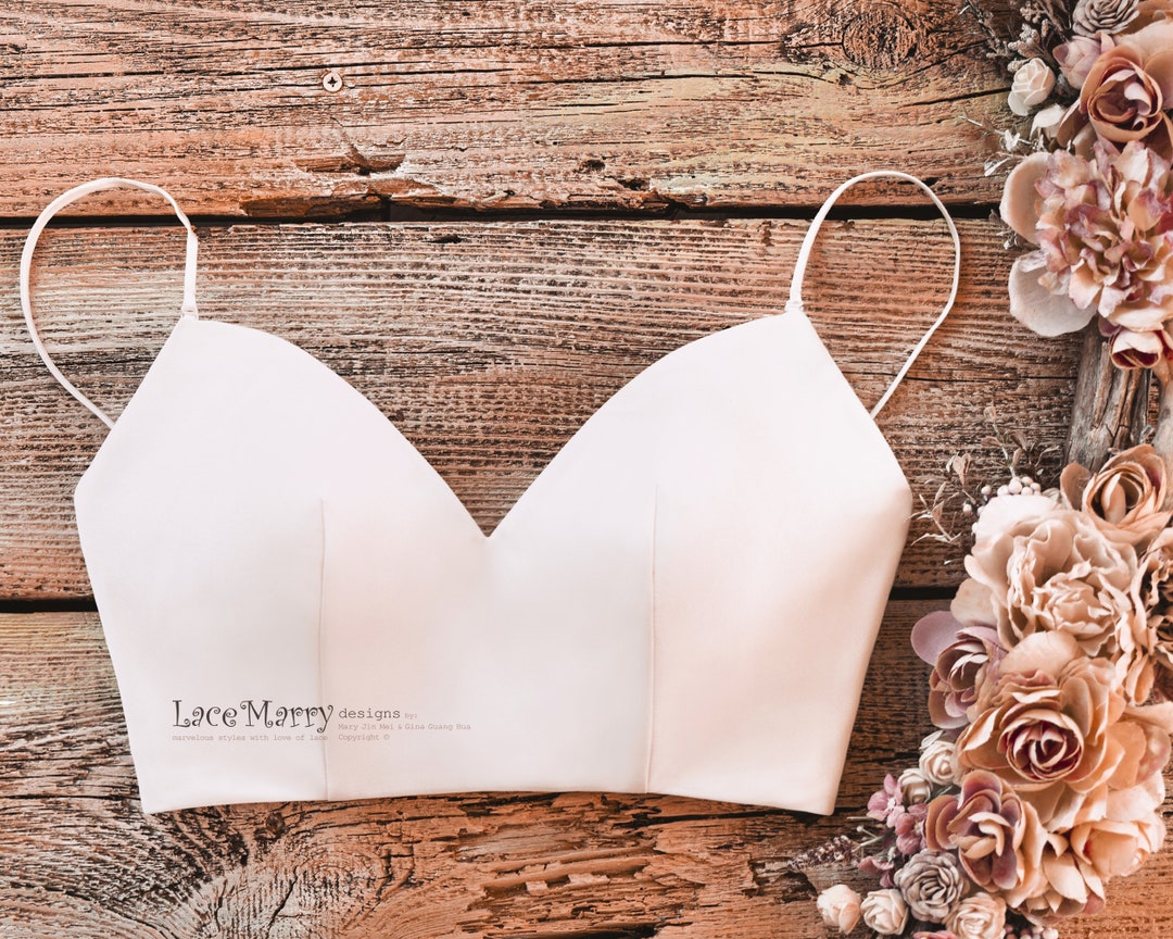LINDA / Plain Bustier With V Neckline and Adjustable Straps, Wedding ...