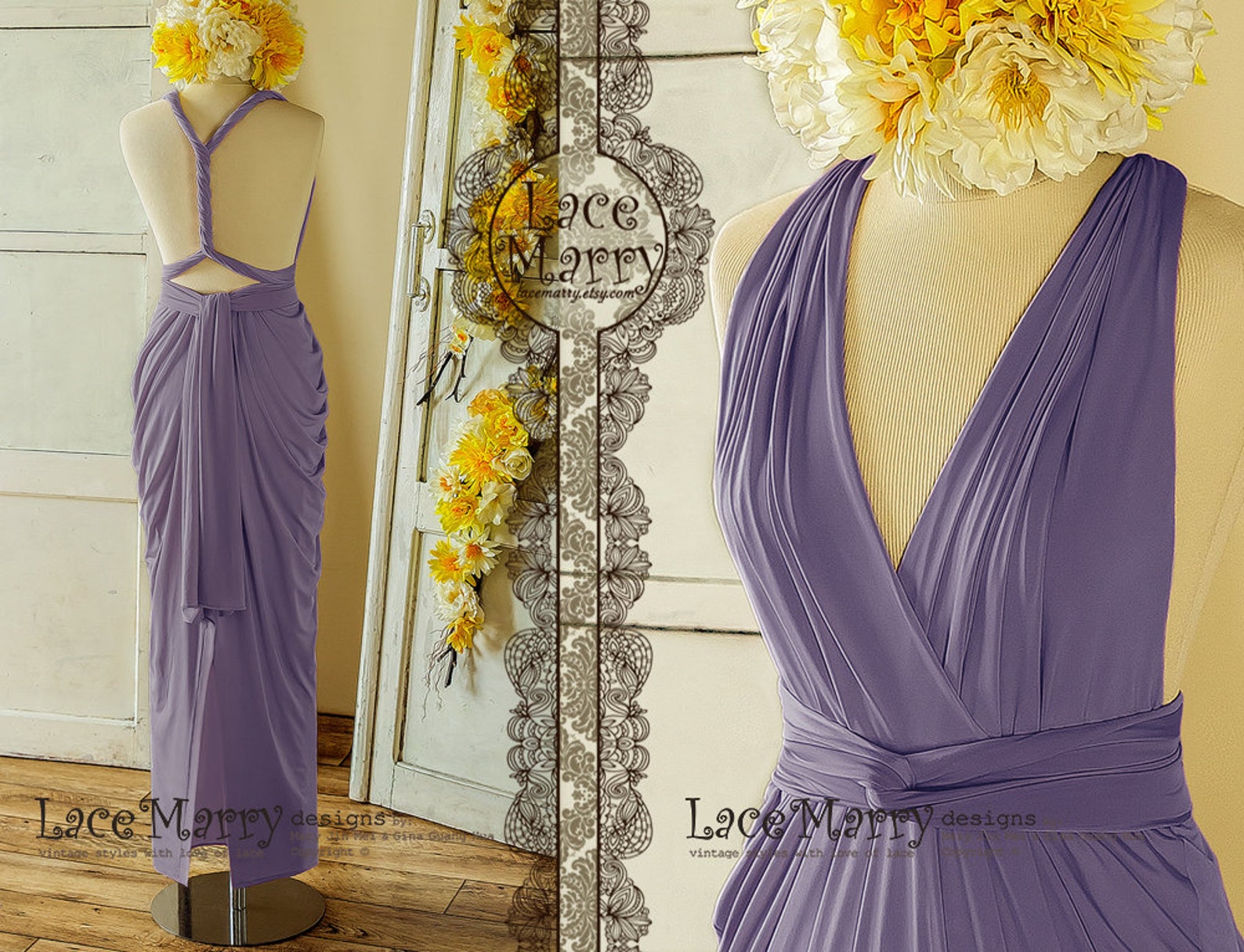 Purple Infinity Bridesmaid Dress With Long Straps and Folded - Etsy