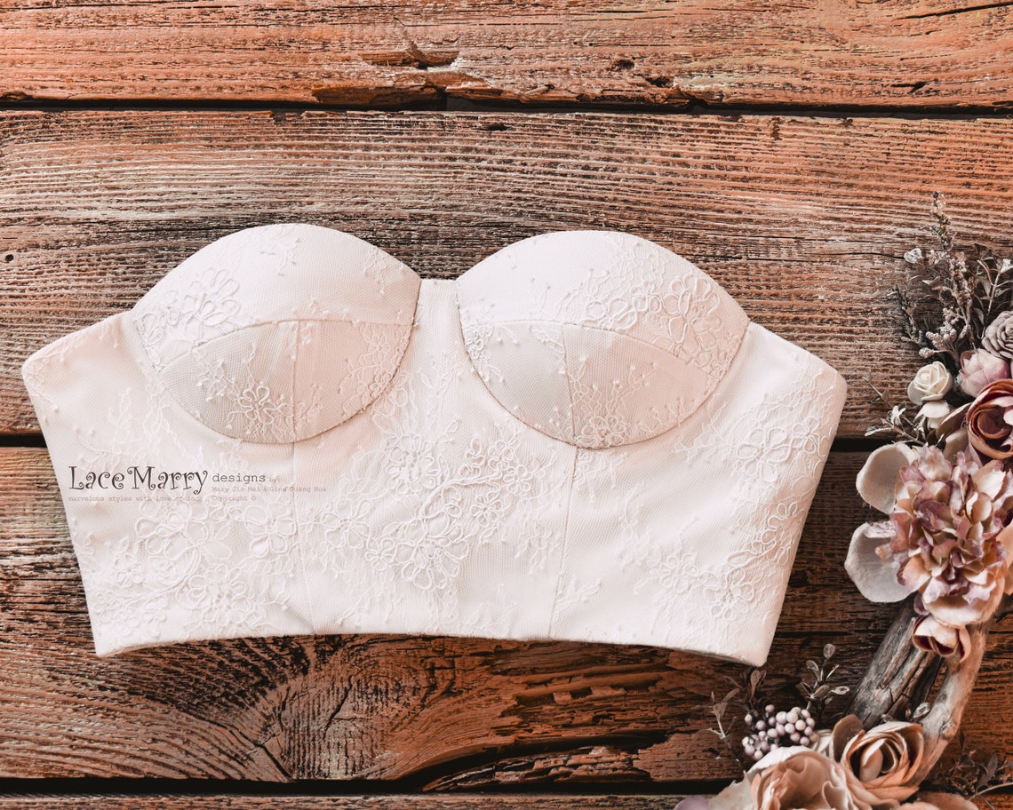 Pushup Style Bridal Lace Bustier Bridal Bustier with Fitted | Etsy