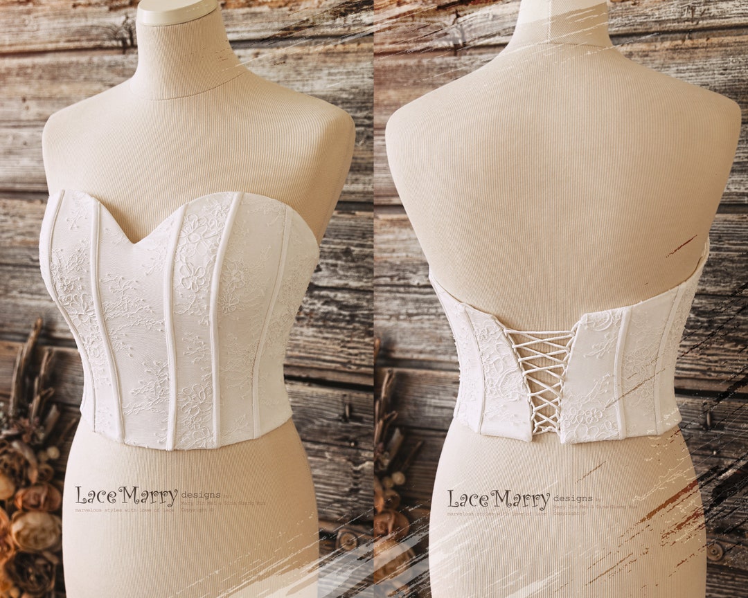 VALERIE #8 / Boned Bridal Bustier, Bridal Crop Top, Corset Bustier ...