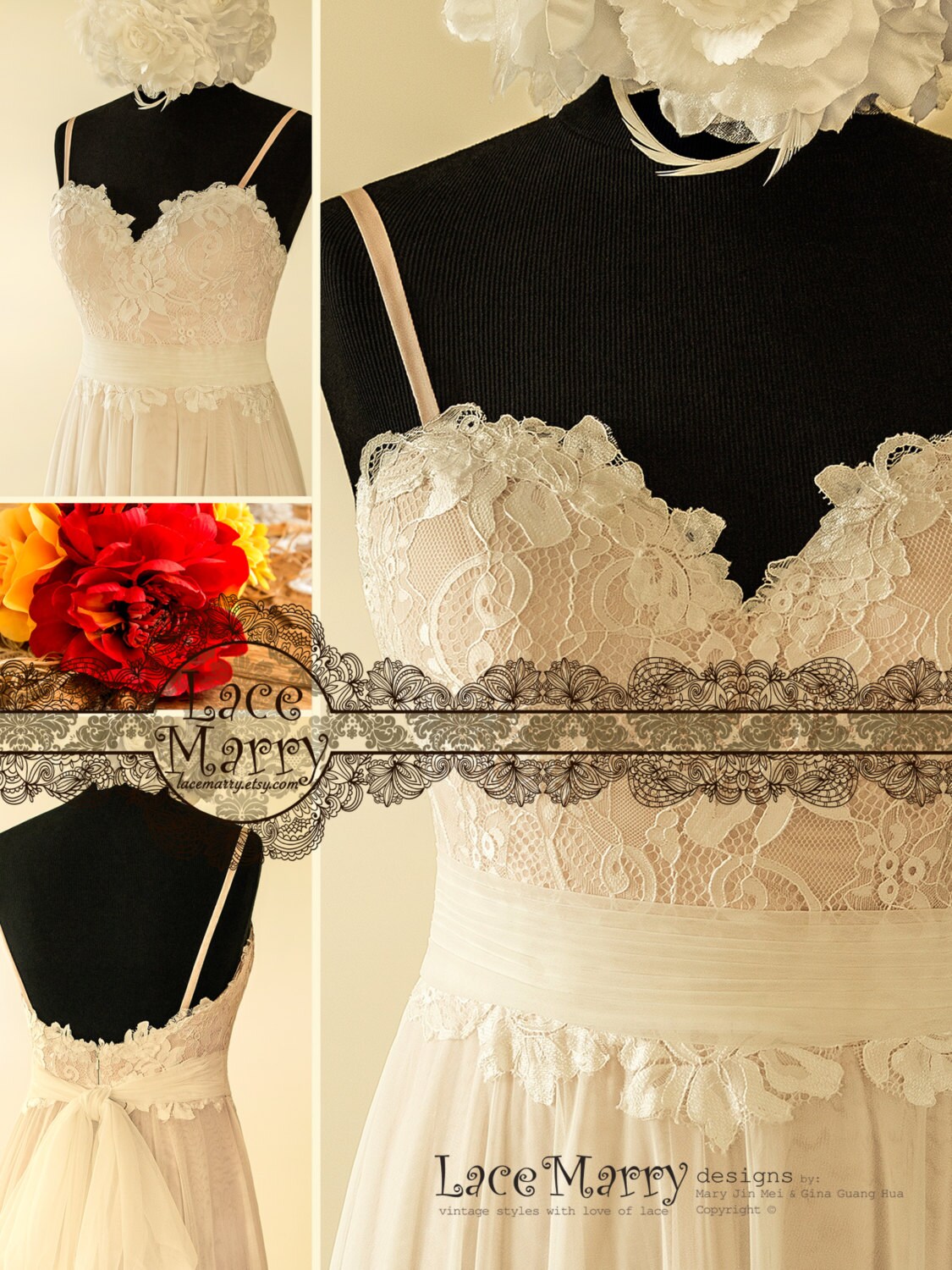 Rose Gold Beach Wedding Dress with Sweetheart Neckline and | Etsy