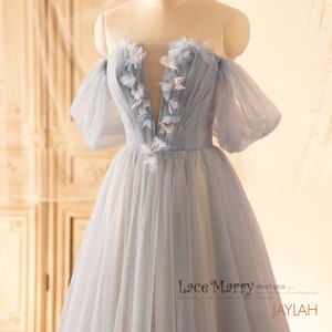 JAYLAH / off Shoulder Wedding Dress in Blue Color, Colored Wedding ...