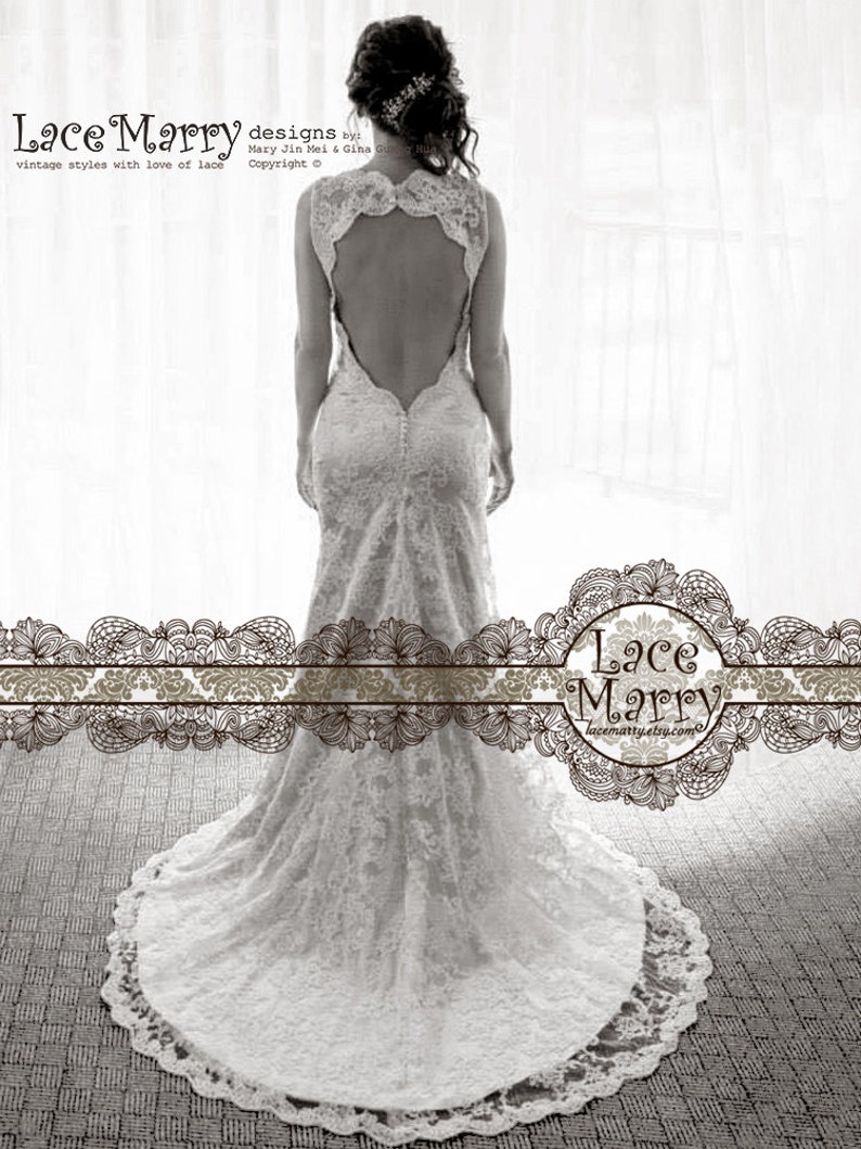Custom Wedding Dress From Scalloped Lace With Deep Keyhole - Etsy Canada
