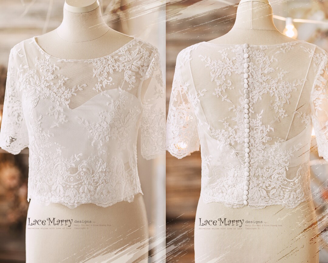 LYSSA #1 / Ivory Lace Bridal Bolero: Short Sleeve Wedding Topper - Etsy
