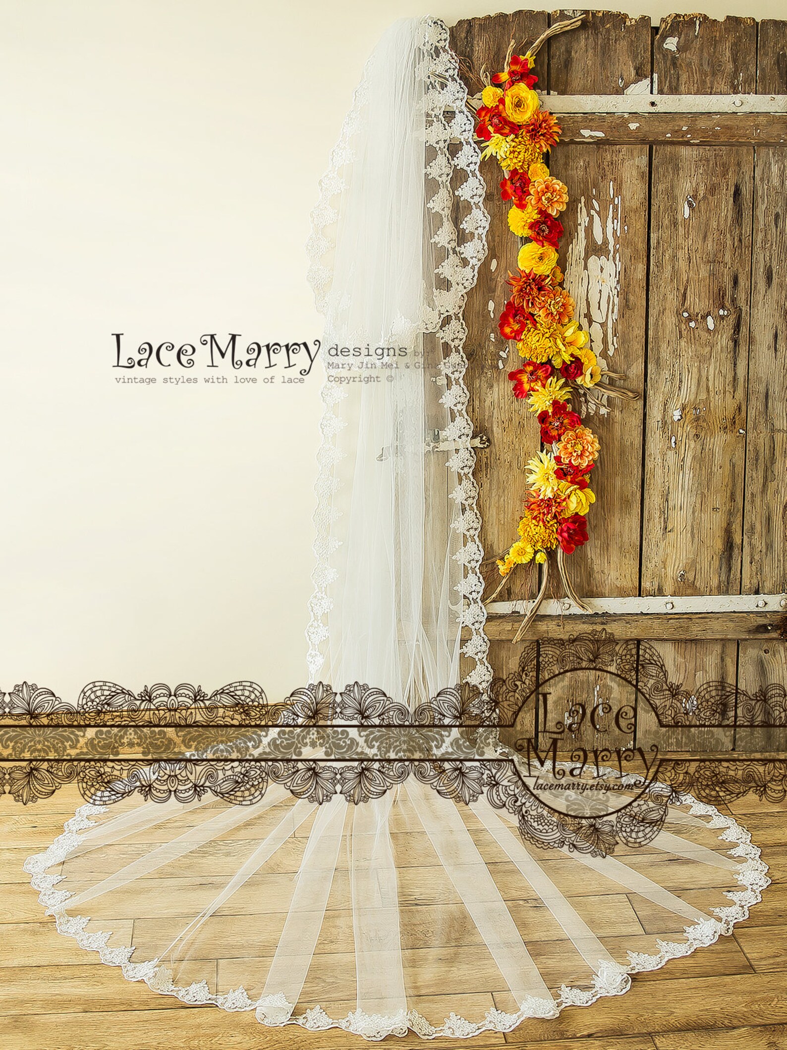 Double Layer Cathedral Veil Two Tier Long Bridal Veil With - Etsy